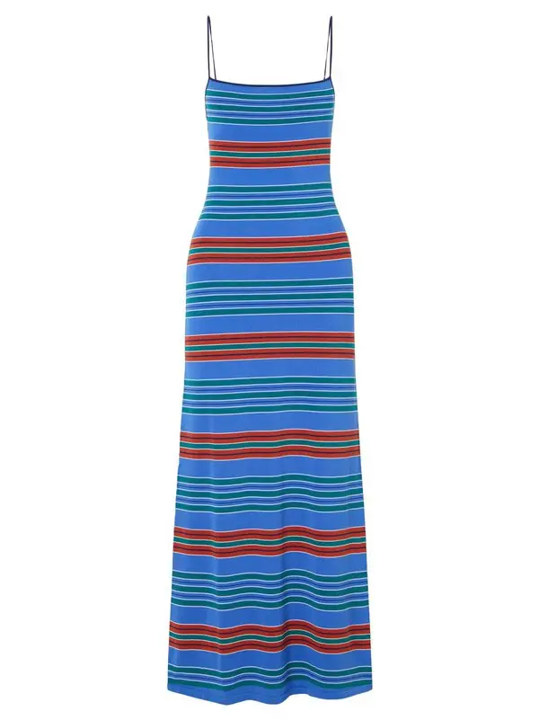 Faithfull The Brand Lucy Striped Cotton-blend Maxi Dress - Blue