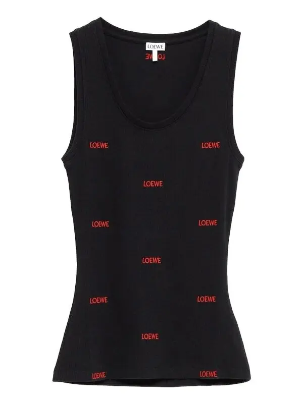 Loewe Logo Cotton Tank Top - Black