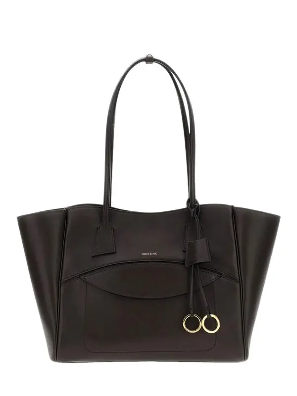 HIDESINS Leather Shopper Bag With Gold Tone Hardware - Brown
