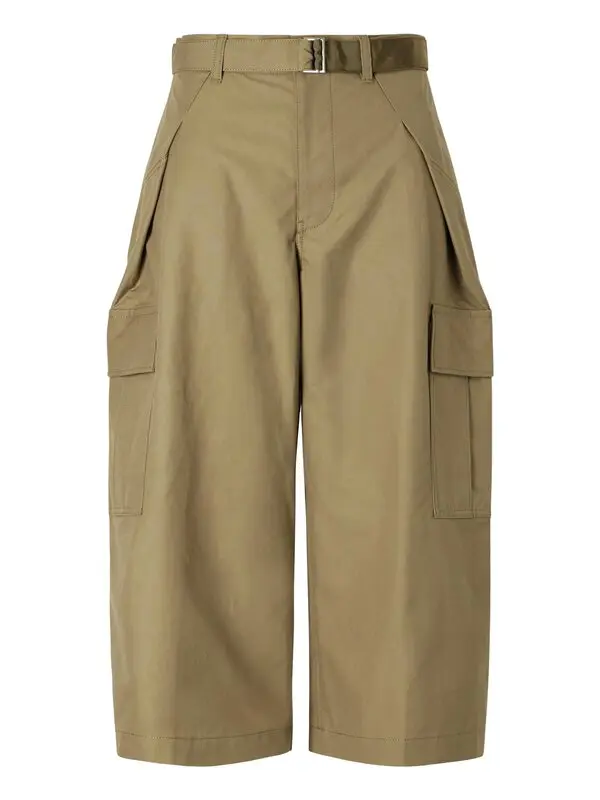 Sacai Cotton Wide-leg Cargo Pants - Beige