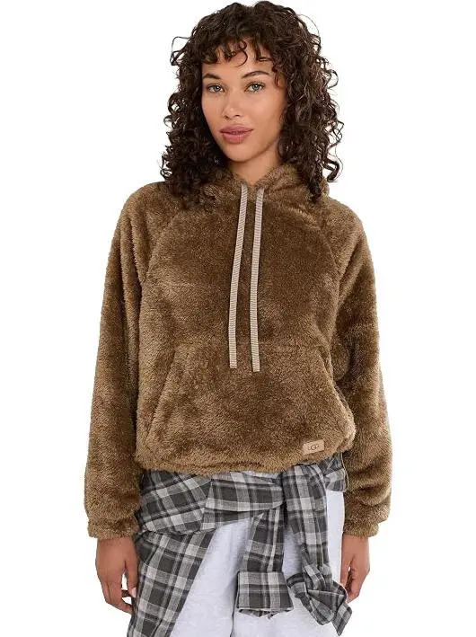 UGG Fleece Hoodie With Drawstring Hem - Brown