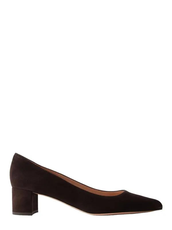 GIANVITO ROSSI Piper 45 Suede Block Heel Pumps - Brown