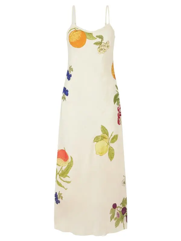 Alix Of Bohemia Printed Silk Midi Dress - Neutrals