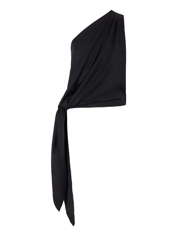 ABADIA Ayla One-shoulder Blouse - Black