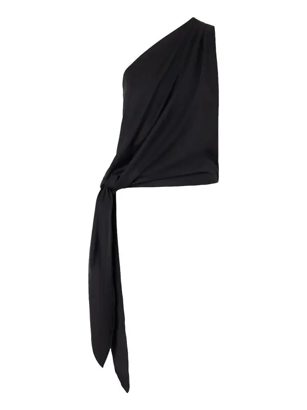 ABADIA Ayla One-shoulder Wool-blend Blouse - Black