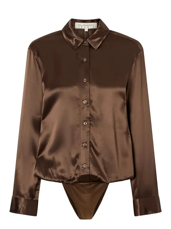 ABADIA Satin Bodysuit - Brown