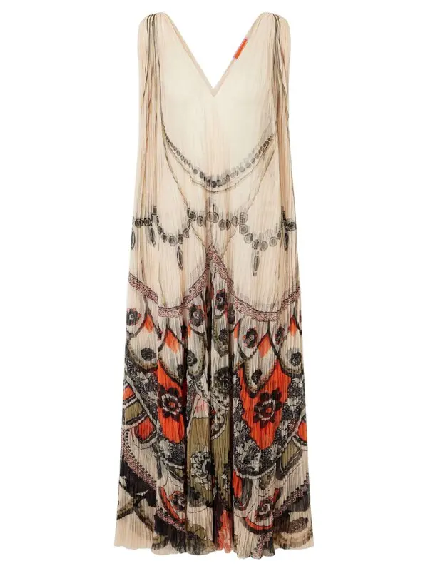 La DoubleJ Twirling Pleated Printed Tulle Midi Dress - Multi