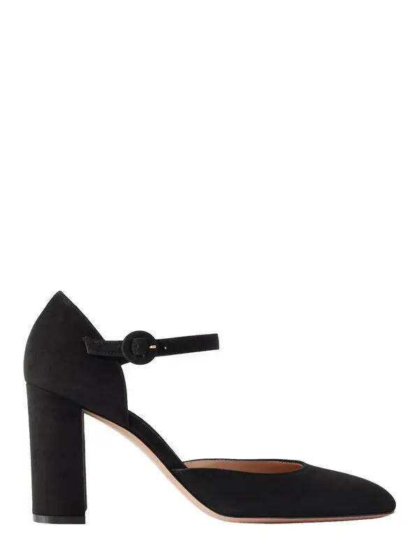 GIANVITO ROSSI Suede Pumps With Buckle-fastening Ankle Strap - Black