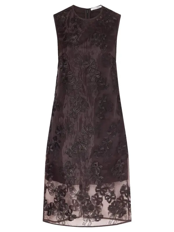 Cecilie Bahnsen Cecelie Bahnsen Midi Dress With Embroidered Rosettes - Brown