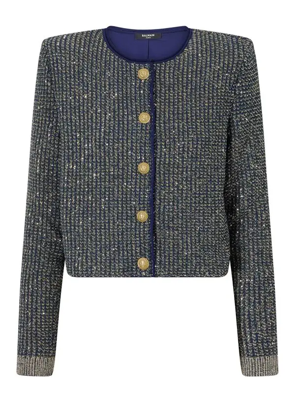 Balmain Metallic-trimmed Tweed Cardigan - Multi