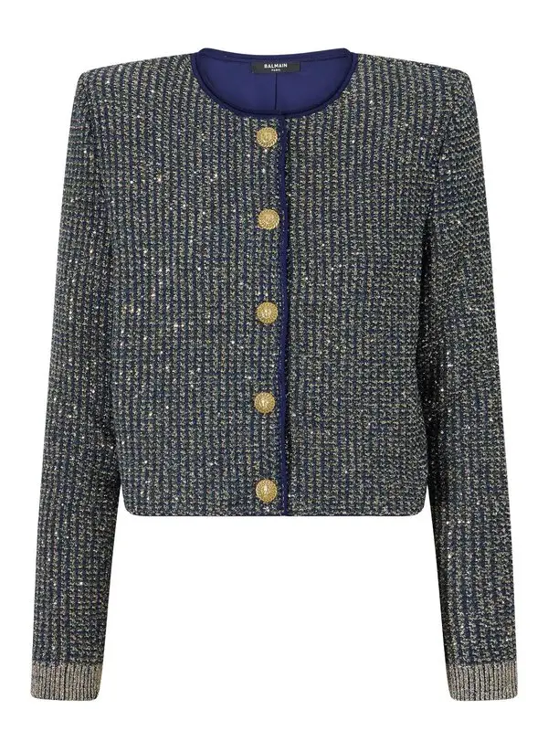 Balmain Metallic-trimmed Tweed Cardigan - Multi