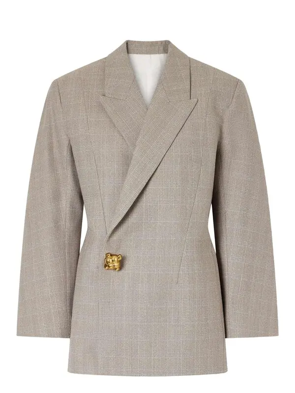 Bottega Veneta Prince Of Wales Wool Blazer - Gray
