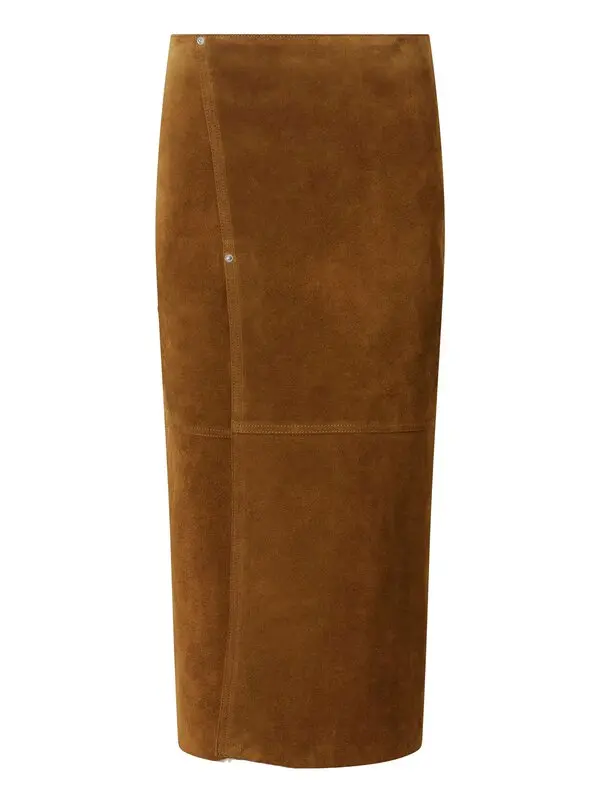 Studio Nicholson Melete Suede Midi Skirt - Mustard