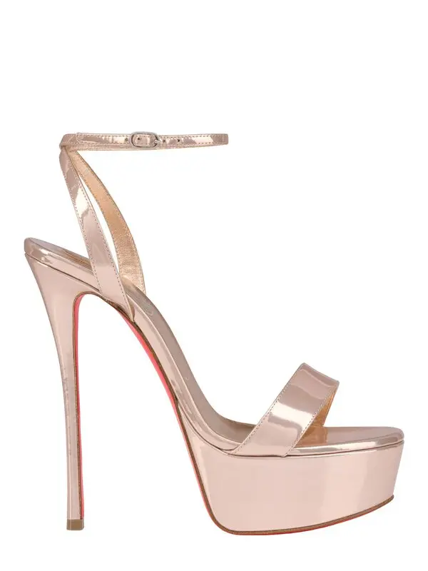 CHRISTIAN LOUBOUTIN Loubi Queen Alta 150mm Patent Leather Platform Sandals - Metallic