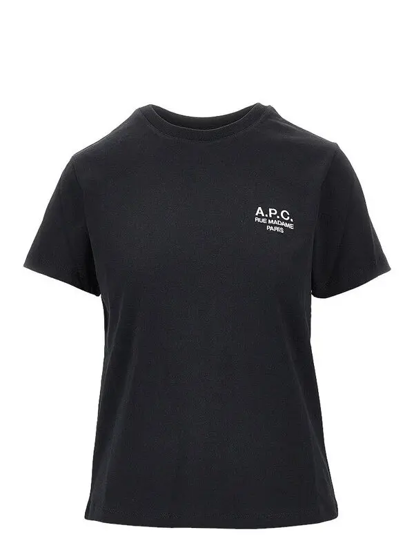 A.p.c. Short-sleeve Cotton Jersey T-shirt With Logo Embroidery - Black