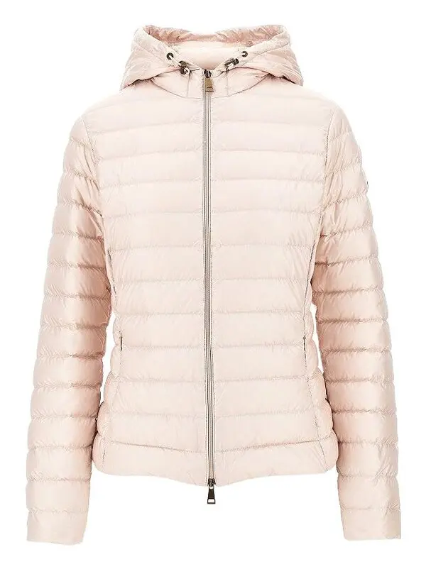 Moncler Padded Nylon Down Jacket With Logo Patch - Pink