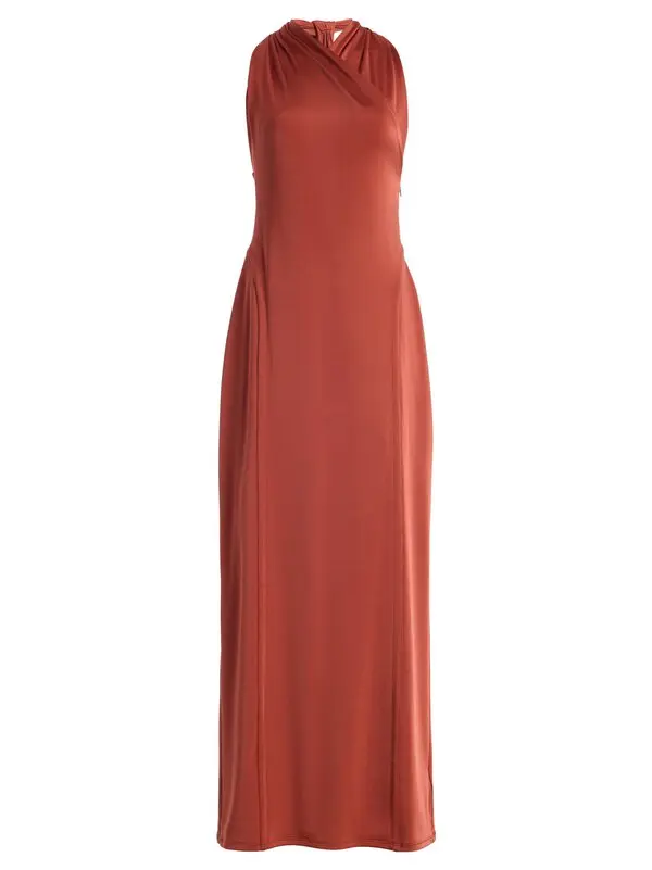 Another Tomorrow Gathered Halter Maxi Dress - Orange