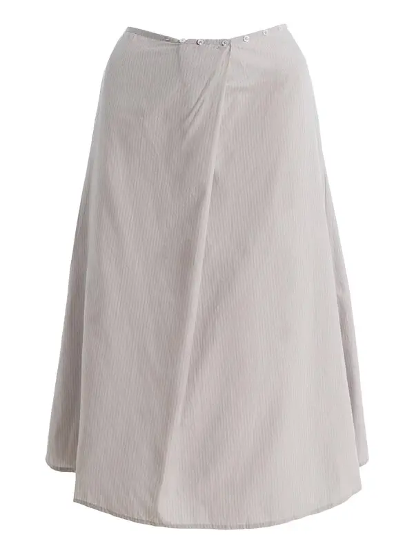 DEIJI STUDIOS Daeji Studios Striped Cotton Midi Wrap Skirt - White