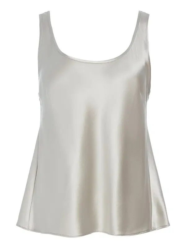 THE PARK Karen Tank In Stretch Silk - Silver