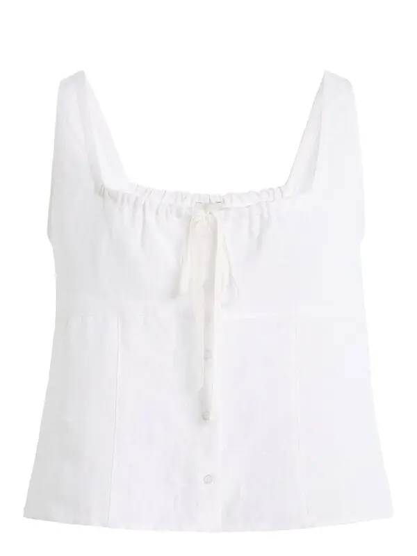 DEIJI STUDIOS Sleeveless Linen Tie Top - White
