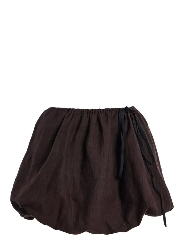 DEIJI STUDIOS Bubble Silhouette Linen Top - Brown