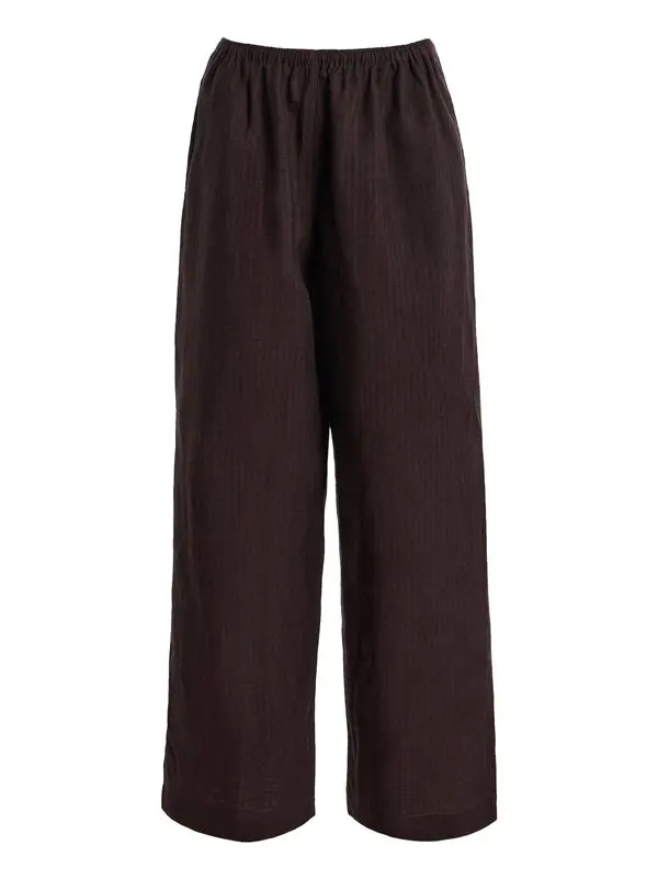 DEIJI STUDIOS Ease Striped Linen Trousers - Brown