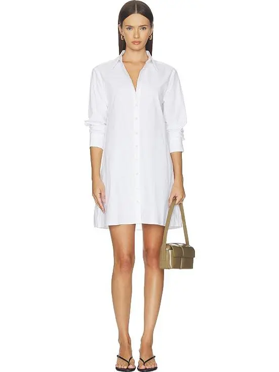 PERFECTWHITETEE Felicia Cotton Poplin Button Down Dress - White