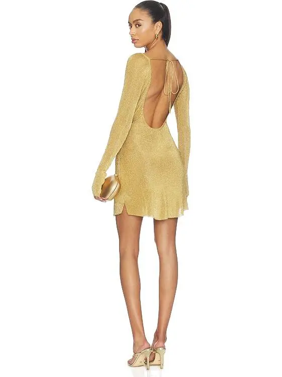 GUIZIO Estelle Backless Mini Dress In Metallic - Gold