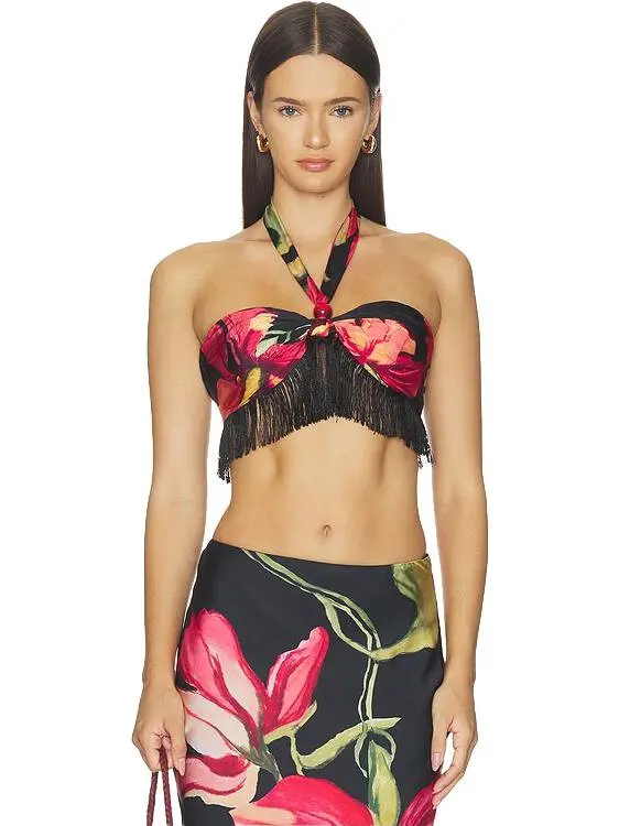 Rococo Sand Fringe Halter Top - Black