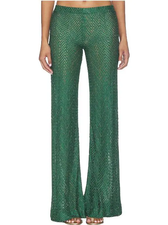 Hanne Bloch Metallic Knit Trousers - Green