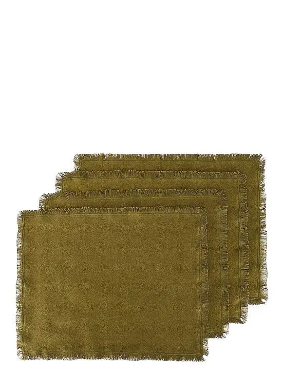 HAWKINS NEW YORK Essential Set Of 4 Cotton Placemats - Olive
