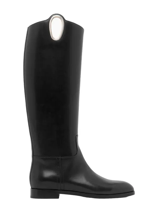 Giorgio Armani Knee-high Leather Boots With Metallic Detail - Black