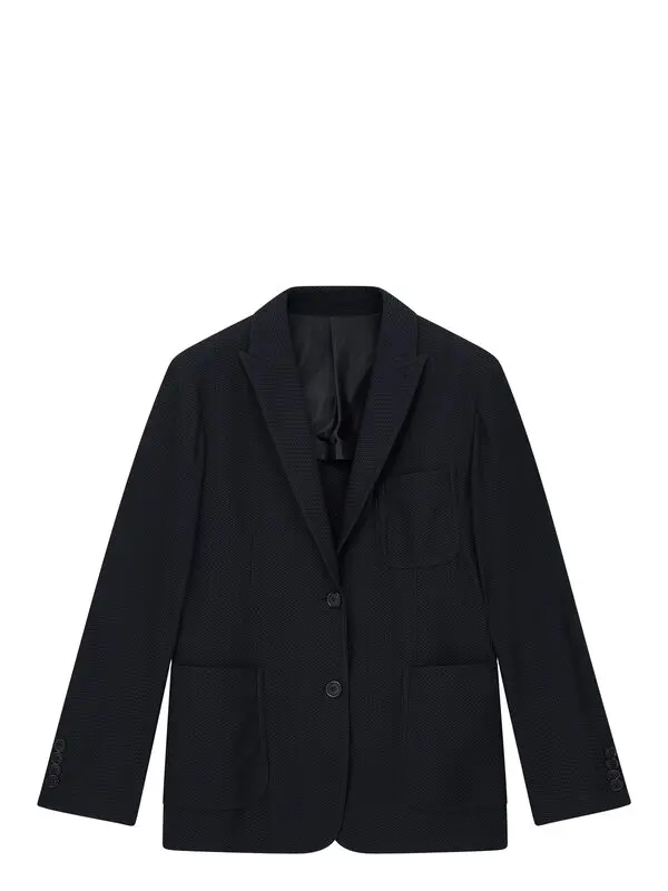 Giorgio Armani Single-breasted Embossed Mesh Blazer - Black