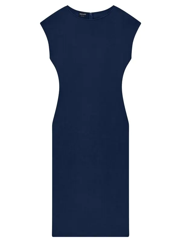 Giorgio Armani Slim-fit Short-sleeved Midi Sheath Dress - Blue