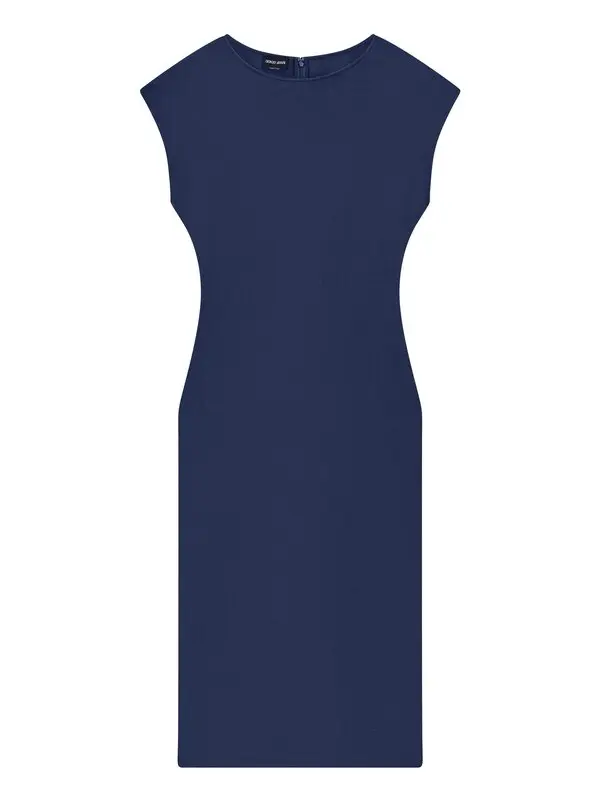 Giorgio Armani Slim-fit Short-sleeved Midi Sheath Dress - Blue