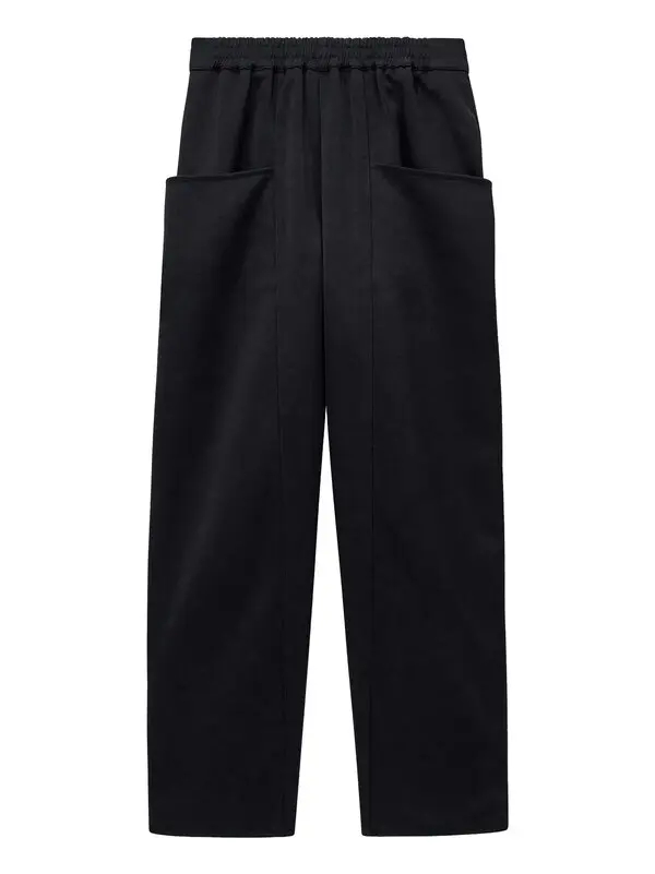 Giorgio Armani Techno Duchess Oversized Fit Trousers With Front Pockets - Black