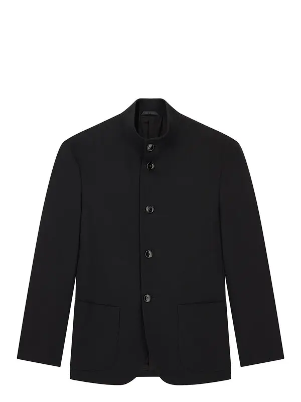 Giorgio Armani Blazer One Shot Regular Fit In Pure Virgin Wool Crepe - Black