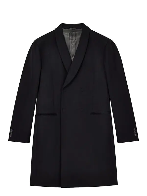 Giorgio Armani Double-breasted Shawl Collar Cashmere Coat - Black