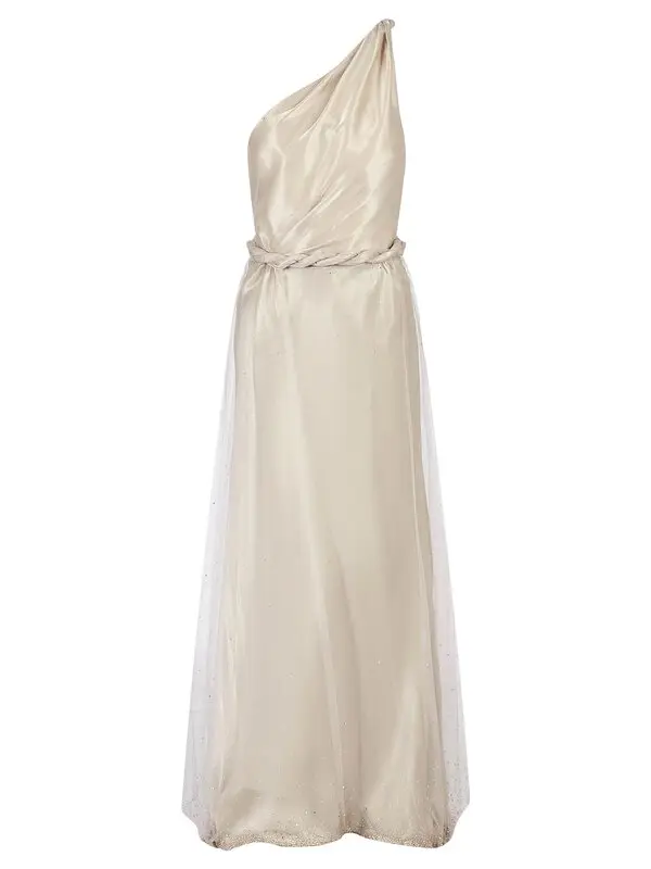 Giorgio Armani One-shoulder Embellished Tulle Maxi Dress - Patterned