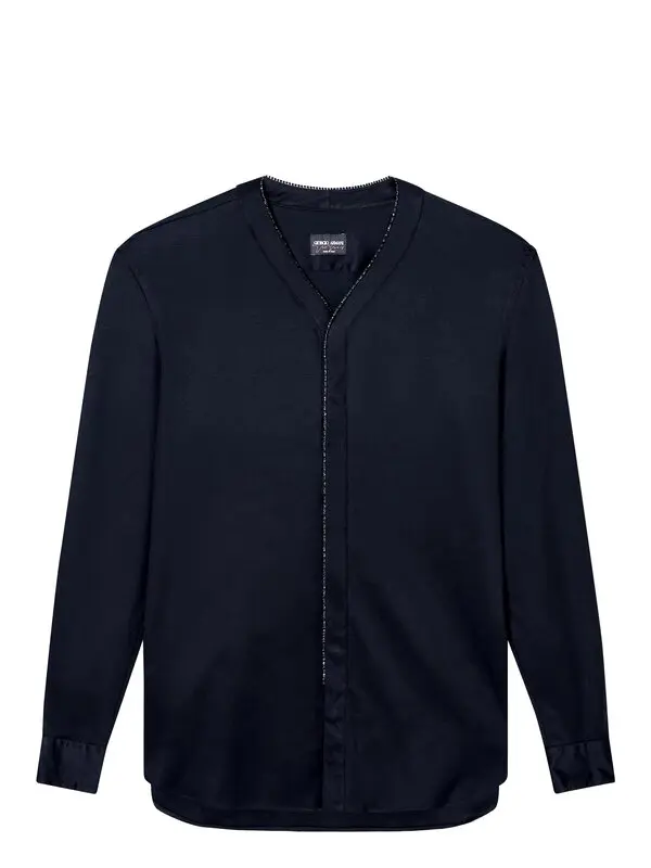 Giorgio Armani Cotton Shirt With Rhinestone Detail - Black