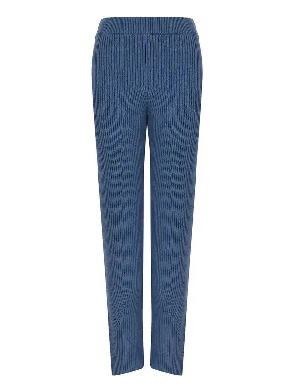 Giorgio Armani Ribbed Cashmere Trousers - Blue