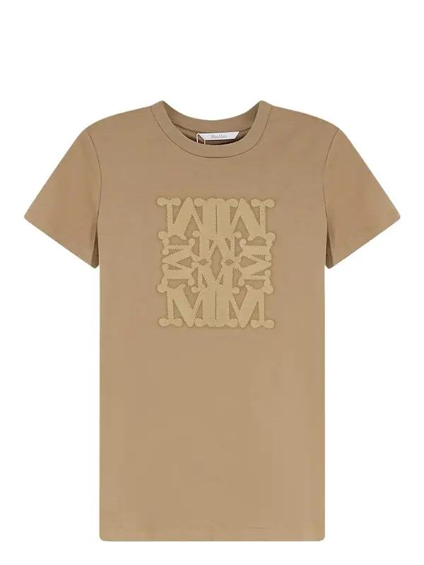 Max Mara Giovanne Cotton T-shirt With Front Embroidery - Beige