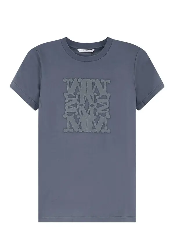 Max Mara Giovane Cotton T-shirt With Embroidered Logo - Grey