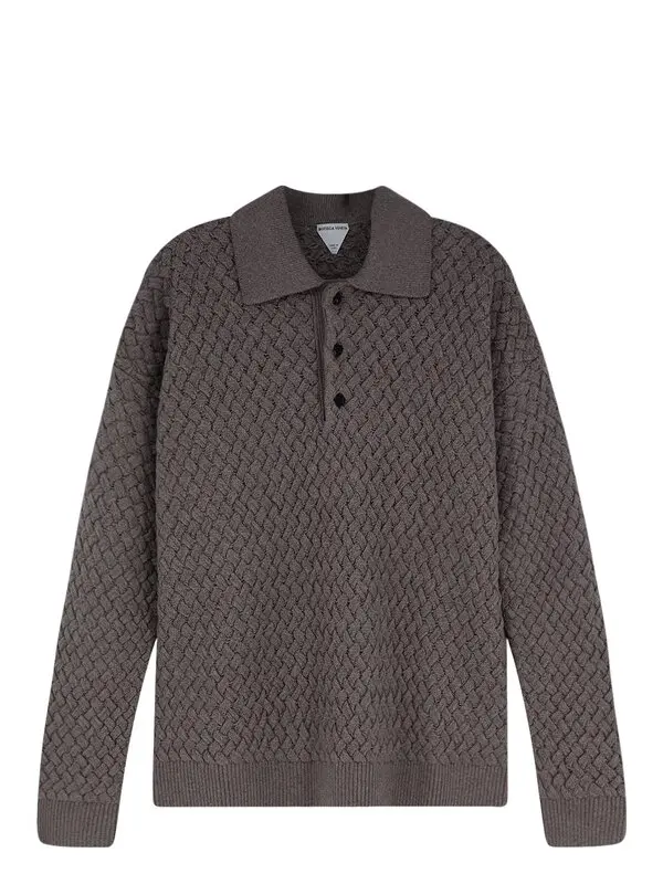 Bottega Veneta Wool Sweater With Intrecciato Motif - Grey