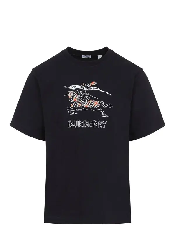 Burberry Ryan" T-shirt With Equestrian Knight Emblem - Black