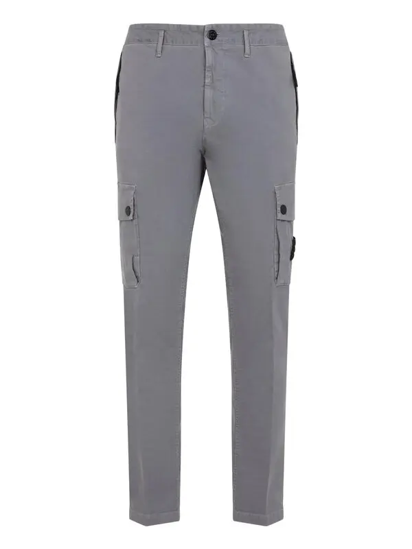 Stone Island Cotton Cargo Trousers - Gray