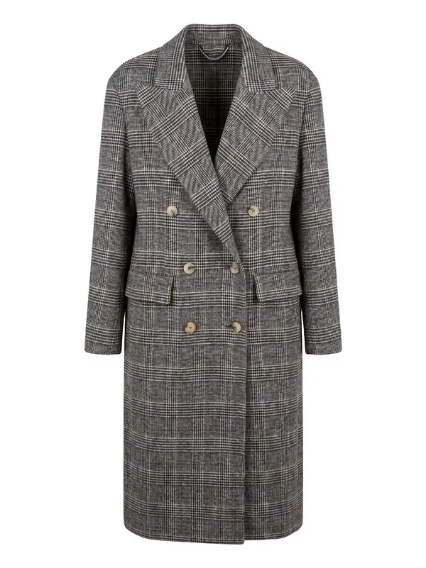 ERMANO SCERVINO Ermanno Scervino Double Breasted Checked Wool Coat - Multicolor