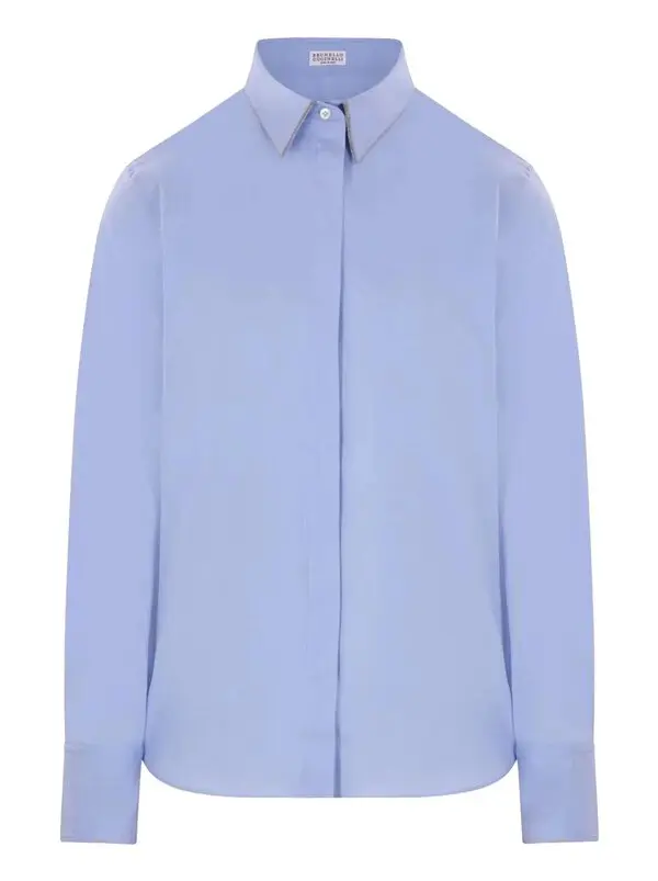 Brunello Cucinelli Cotton Shirt With Monili Trim - Multicolor