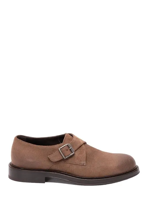 Brunello Cucinelli Suede Monk Strap Derby Shoes - Multicolor