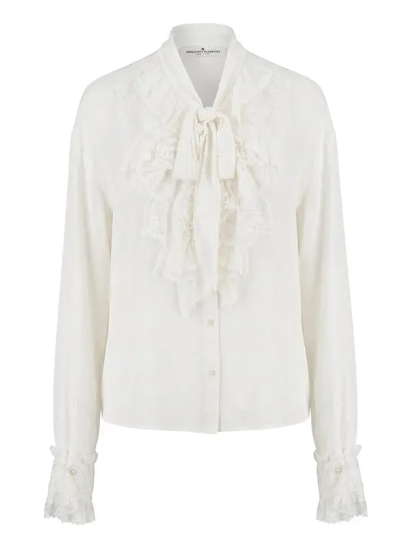 ERMANO SCERVINO Ermanno Scervino Silk Shirt With Lace Details - Multicolor